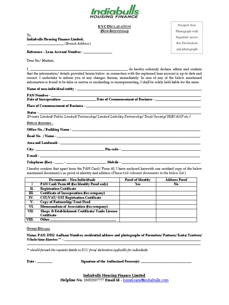Kyc Self Declaration Non Individual Ihfl 0068206001583317474 | PDF ...