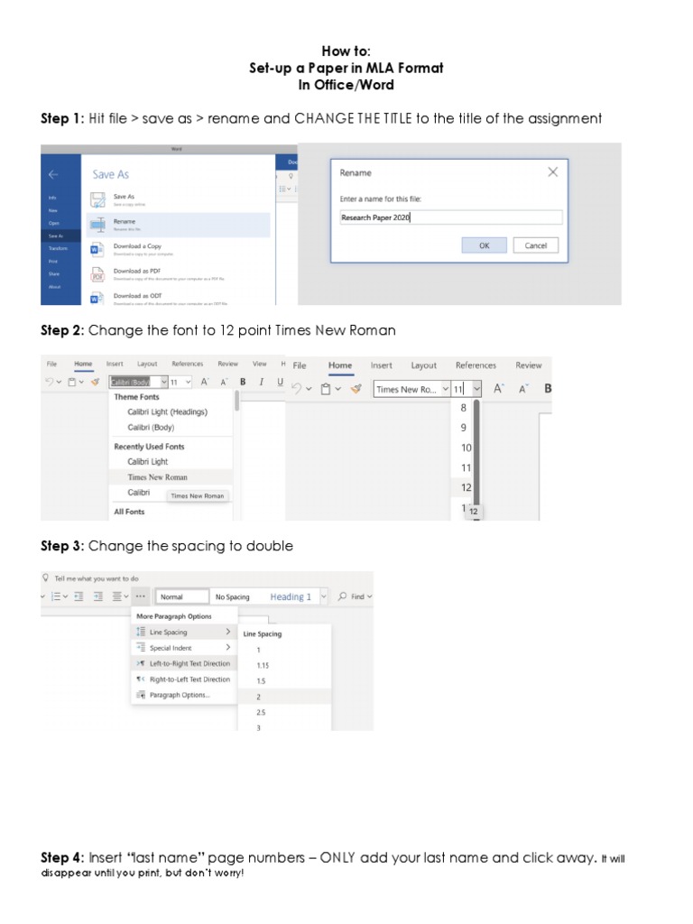 How To Set Up A Paper in Mla Format On Word | PDF