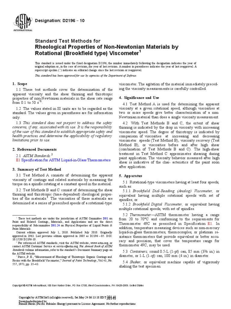 Astm d2196 Viscosidad | Download Free PDF | Viscosity | Fluid Mechanics