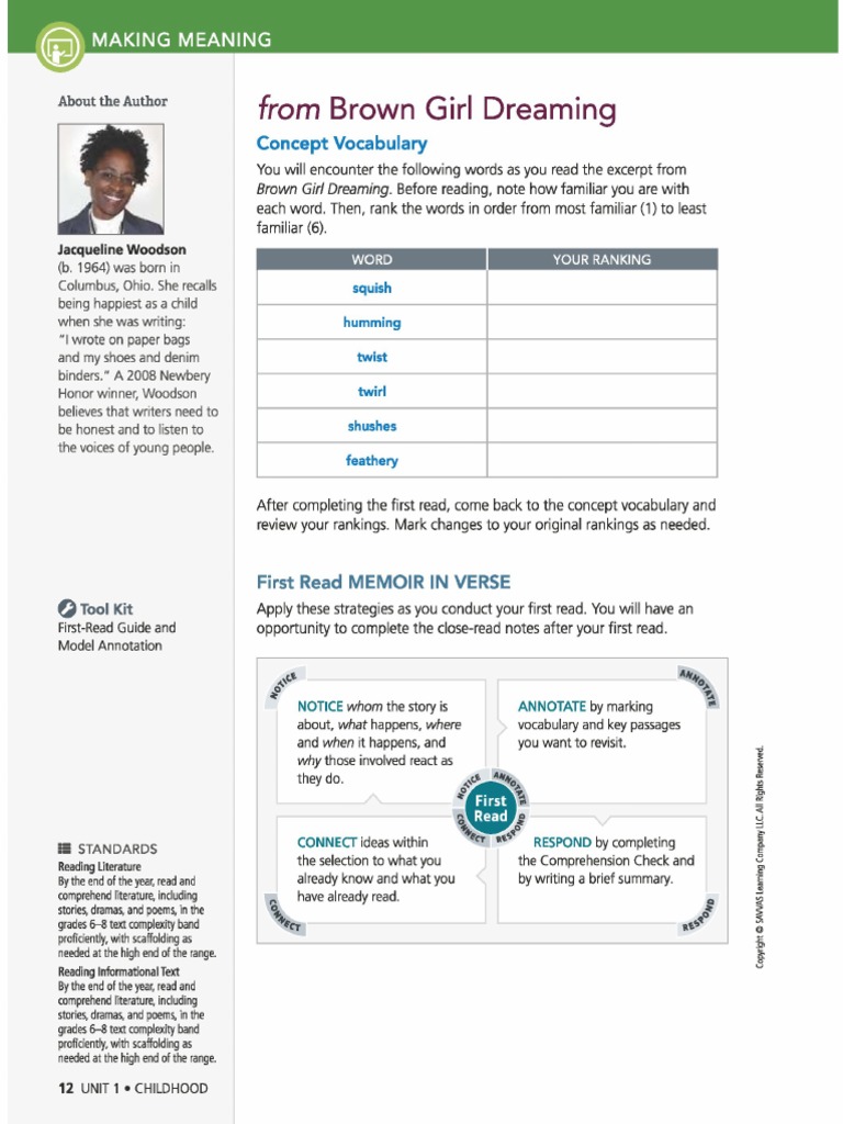 From Brown Girl Dreaming | PDF | Noun | Narration