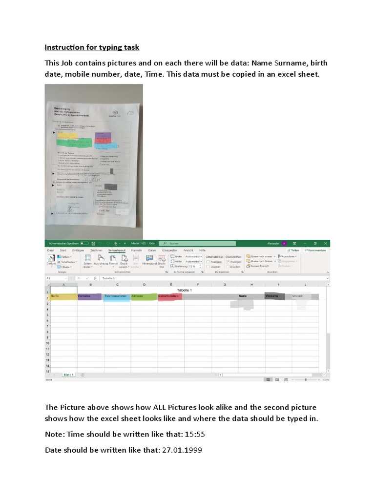 Instruction For Typing Task | PDF