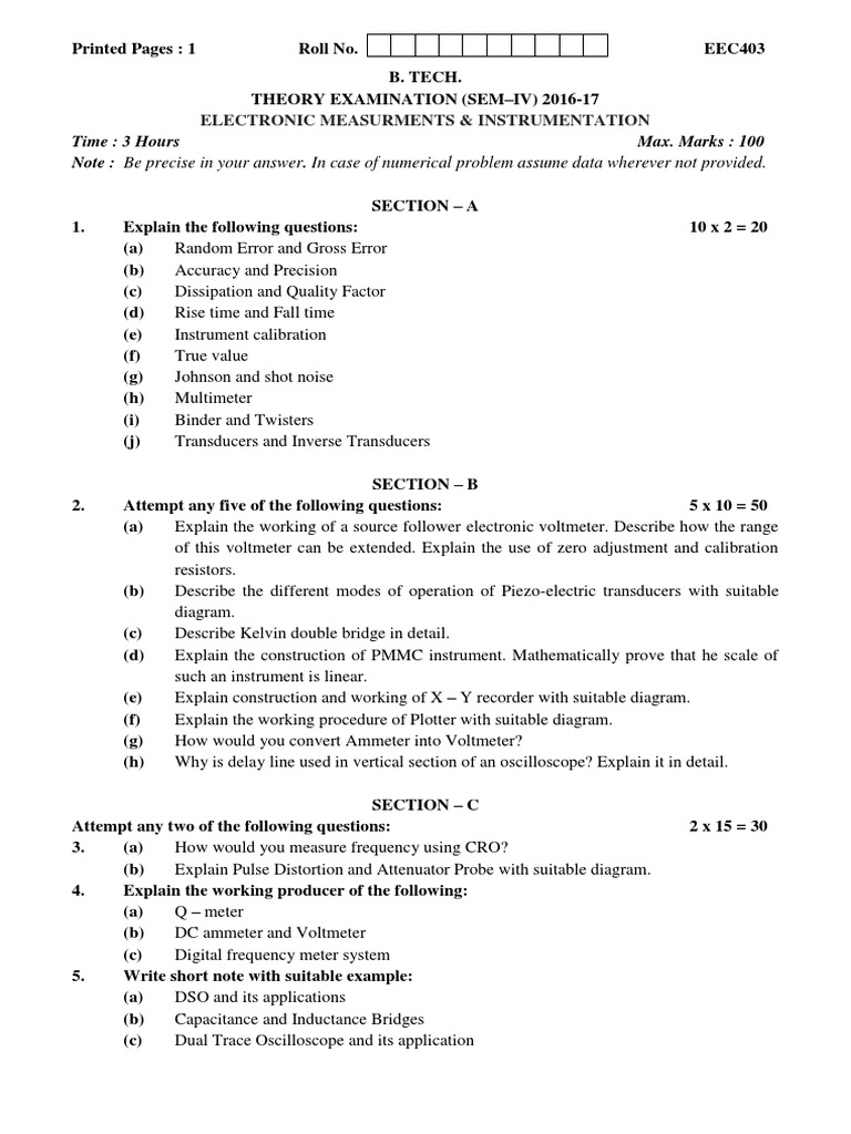 Electronic Measurments Instrumentation Eec403 | PDF | Manufactured Goods | Electrical Engineering