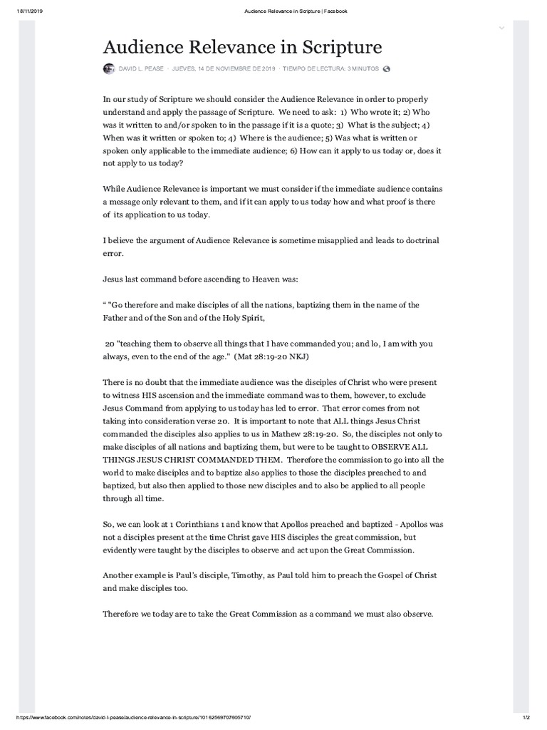 Audience Relevance in Scripture - David L. Peace | PDF | Computers