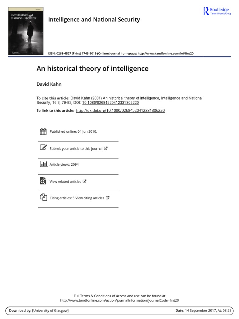 An Historical Theory of Intelligence | PDF | Intelligence | Battles