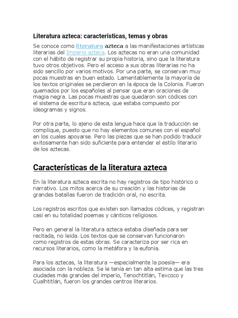 Literatura Azteca | PDF | Traducciones