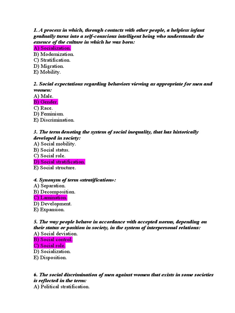 Social Stratification and Mobility Quiz | PDF | Sociology | Social ...