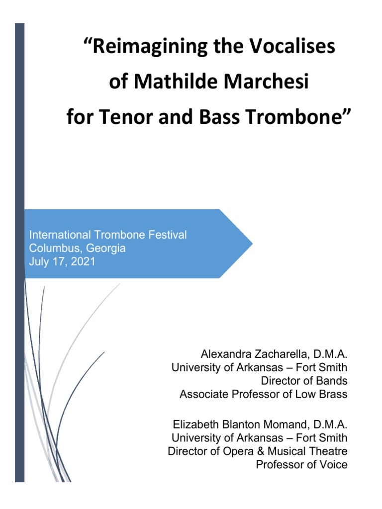 Reimagining The Vocalises of Mathilde Marchesi For Tenor and Bass Trombone | PDF | Singing ...