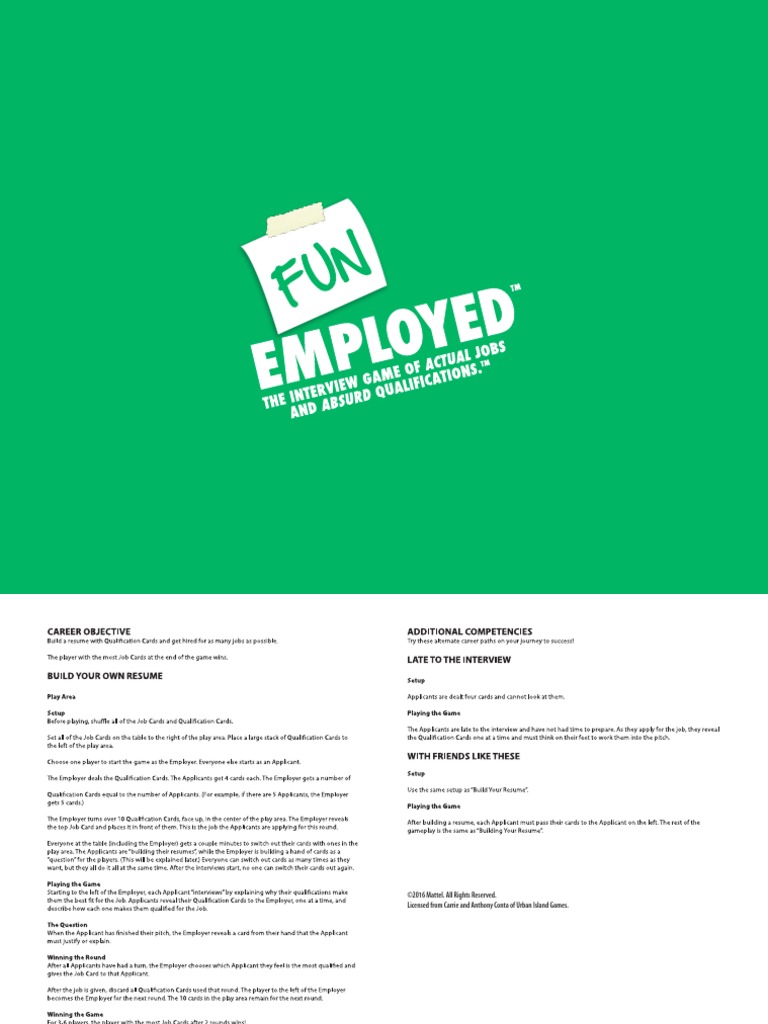 FUNemployed Cards Tcm1013 149129 | PDF