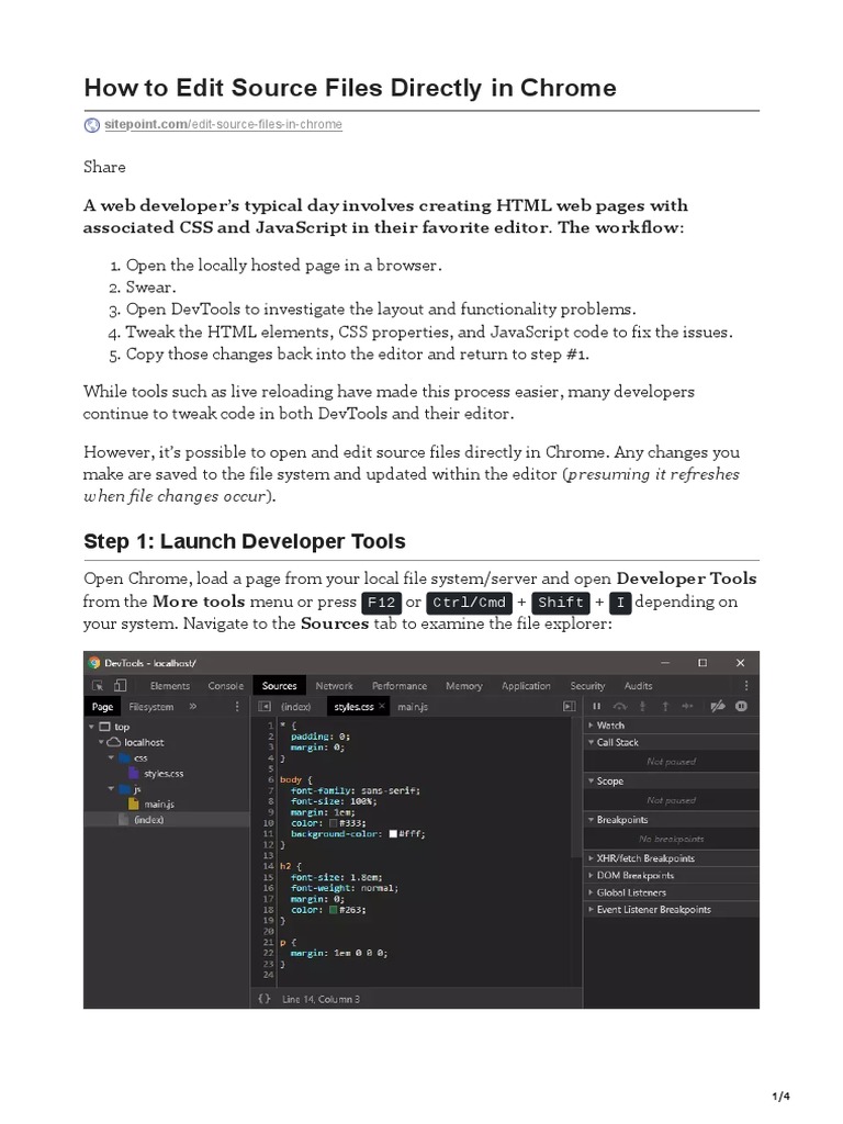 How To Edit Source Files Directly in Chrome | PDF | Hypertext ...