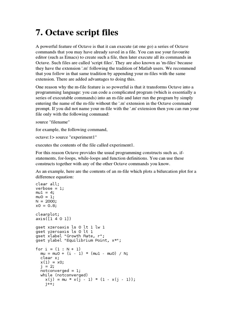 Octave Script Files | Download Free PDF | Matrix (Mathematics) | Vector Space