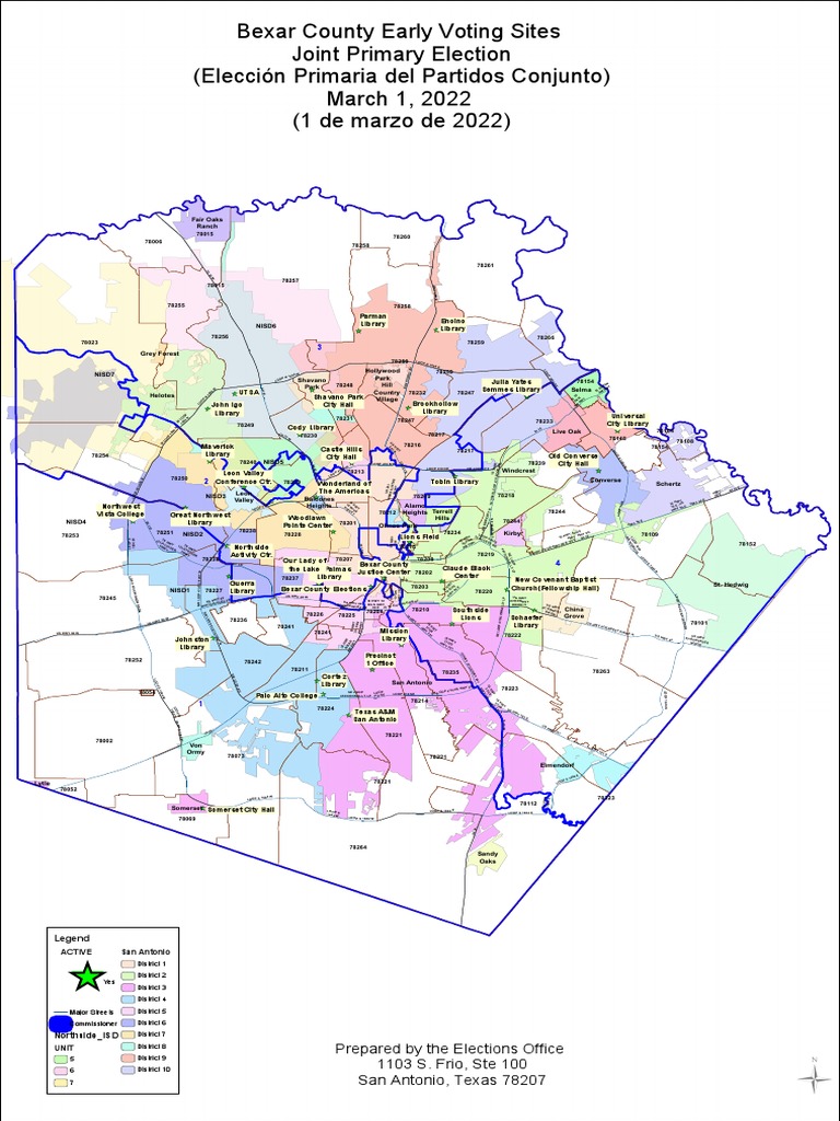 Map of Early Voting Locations in Bexar County For The 2022 Texas ...