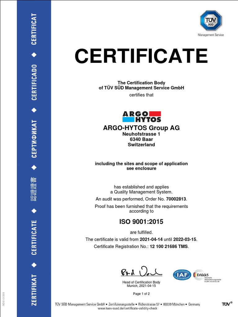 Certificate Matrix ISO 9001 EN | PDF | Business | Chemical Engineering