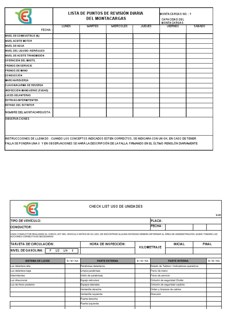 Check List Bodega | PDF | Máquina elevadora | Vehículos
