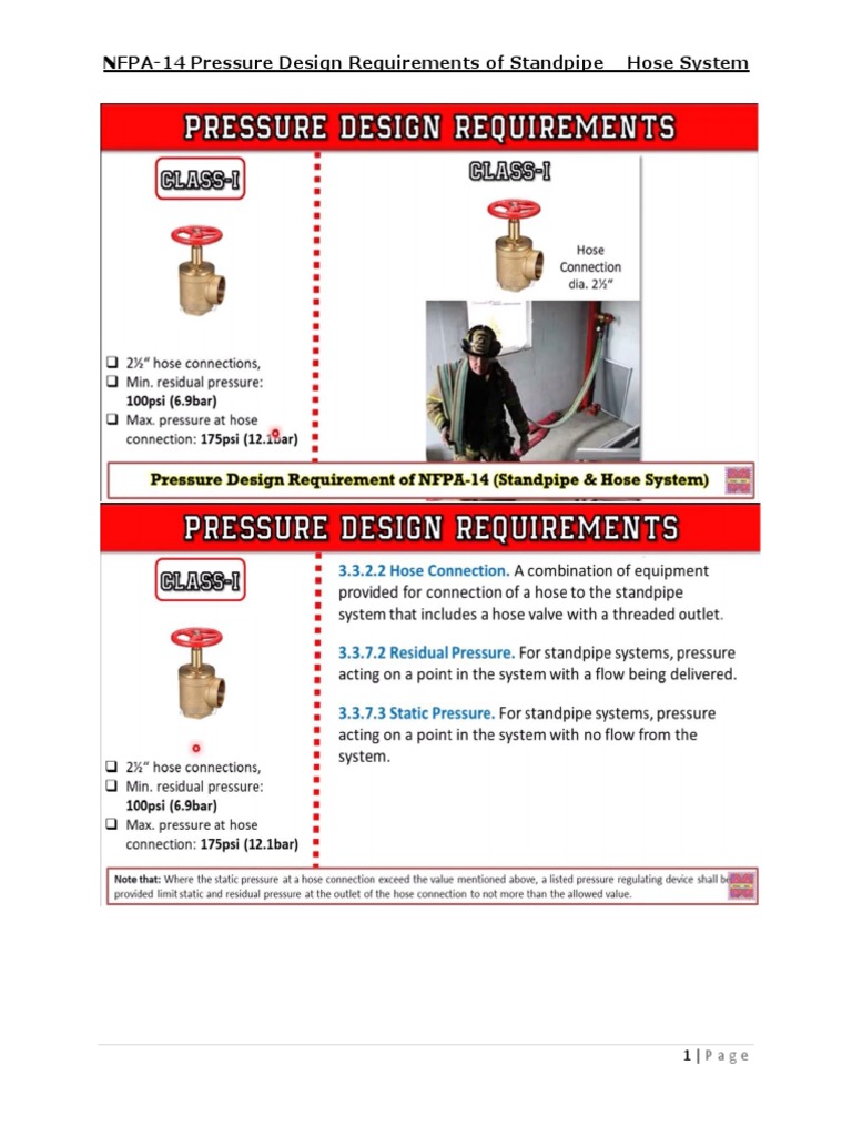 NFPA-14 Pressure Design Requirements of Standpipe - Hose System | PDF