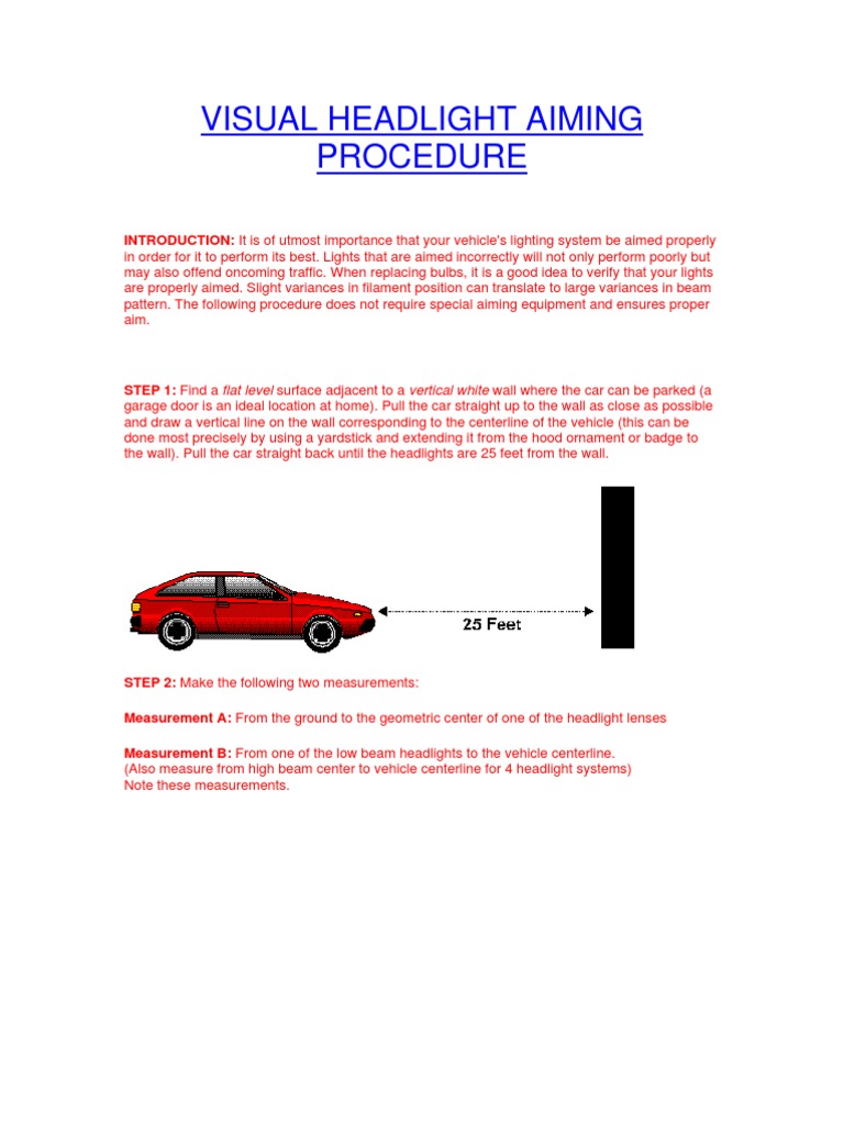 Headlight Aiming Procedure Guide | PDF | Headlamp | Lighting