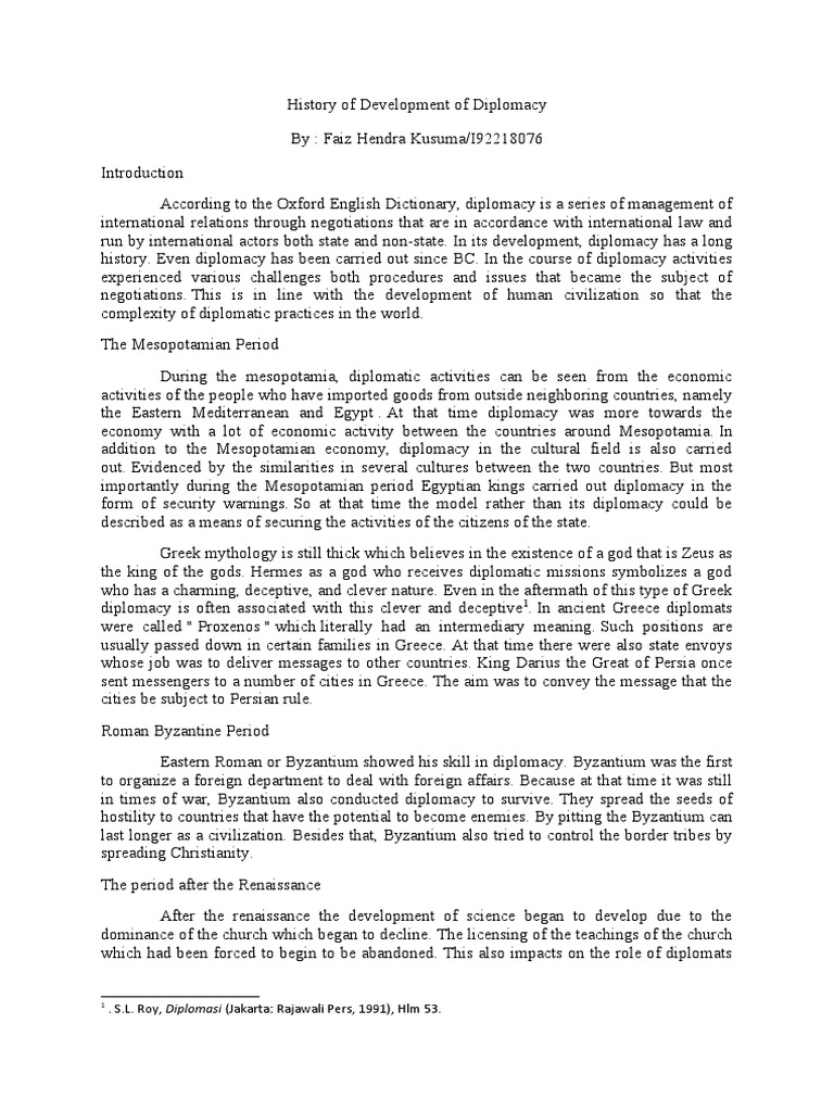 History of Development of Diplomacy | PDF | Diplomacy | Byzantine Empire