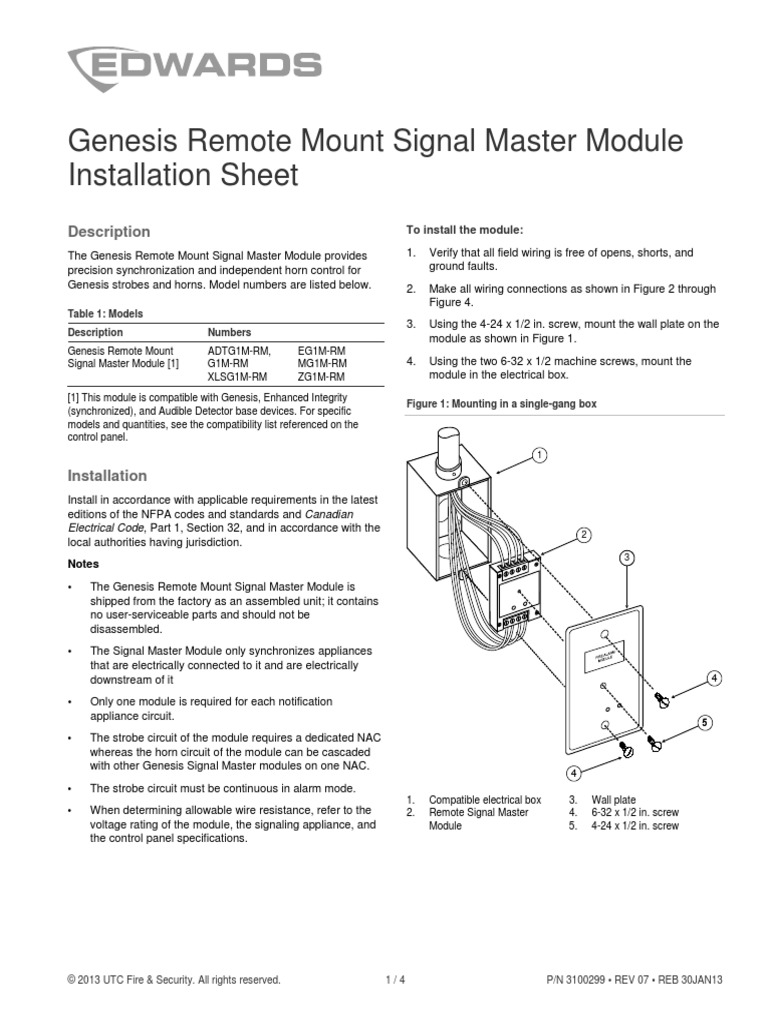 Genesis Remote Mount Signal Master Module Installation Sheet | PDF ...