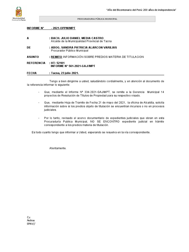 Informe Titulos | PDF | Perú