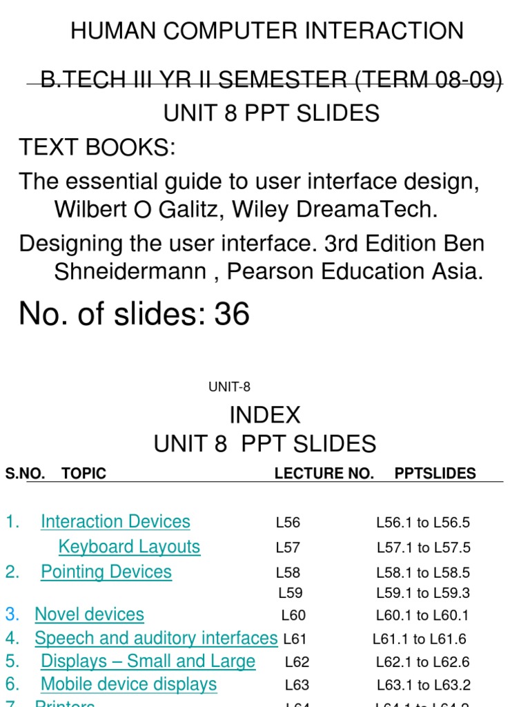 Human Computer Interface - Unit 8 | PDF | Computer Keyboard | Touchscreen