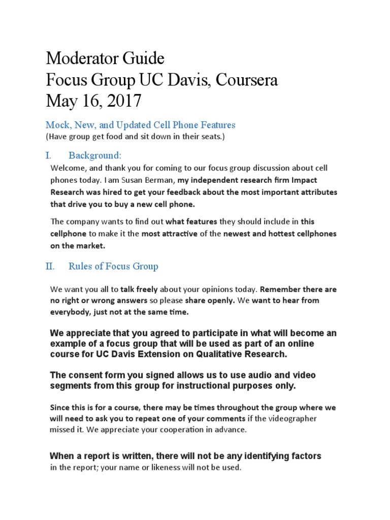 FG Moderator Guide SB | PDF | Focus Group | Communication
