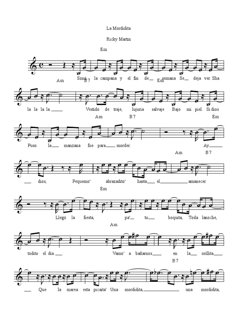 Ricky Martin - La Mordidita | PDF