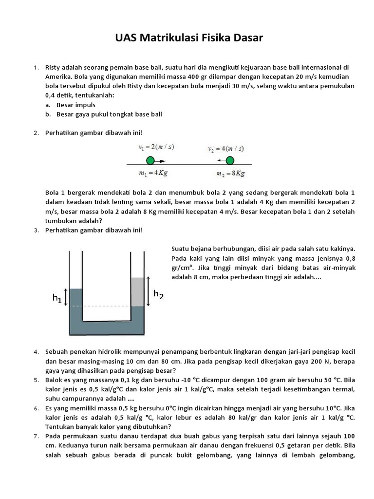 UAS Matrikulasi Fisika Dasar | PDF