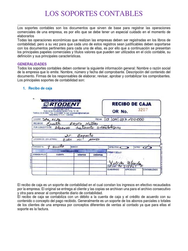 LOS SOPORTES CONTABLES - Guía Básica | PDF | Cheque | Contabilidad