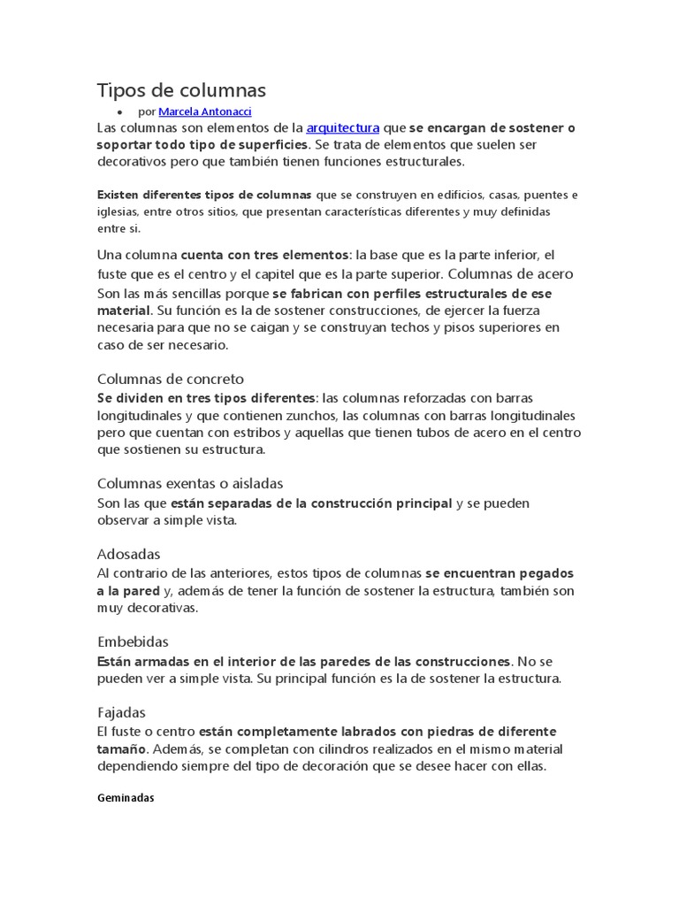 Tipos de columnas en arquitectura | PDF | Columna | Diseño
