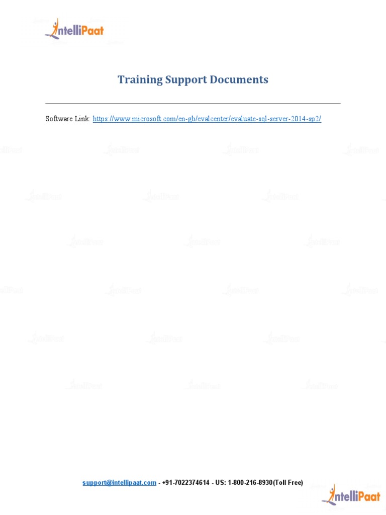 Training Support Documents: Software Link | PDF