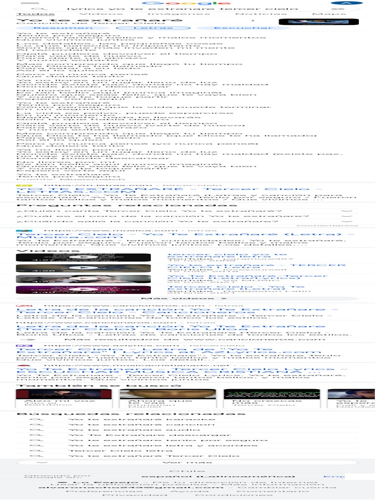 Lyrics Yo Te Extranare Tercer Cielo - Buscar Con Google | PDF