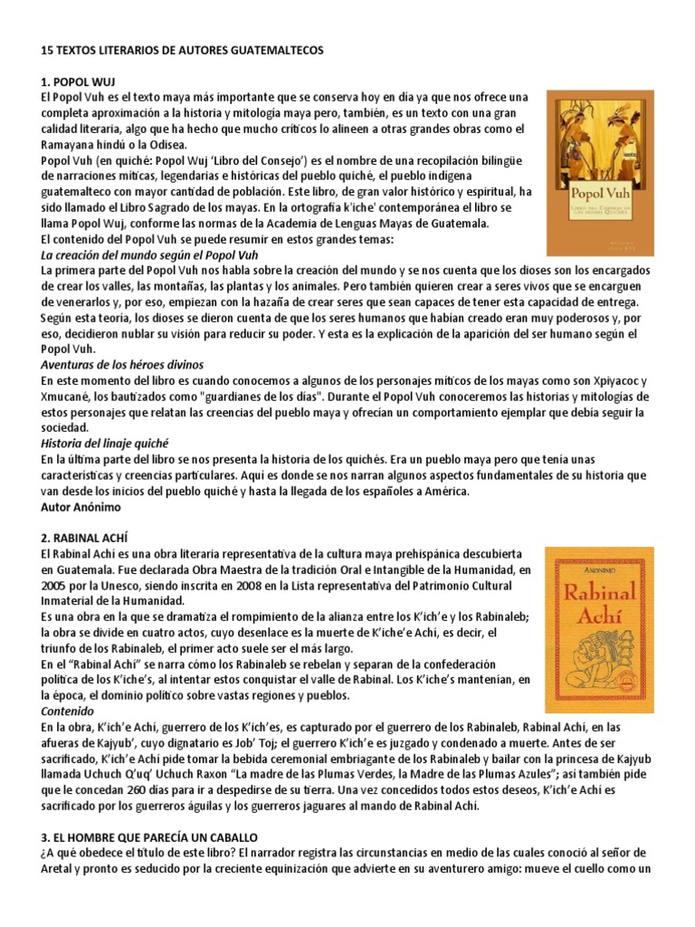 15 Textos Literarios de Autores Guatemaltecos | PDF | Guatemala