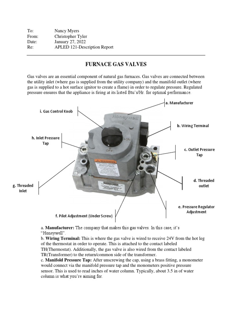 Gas Valve Description Portfolio | PDF | Valve | Tap (Valve)