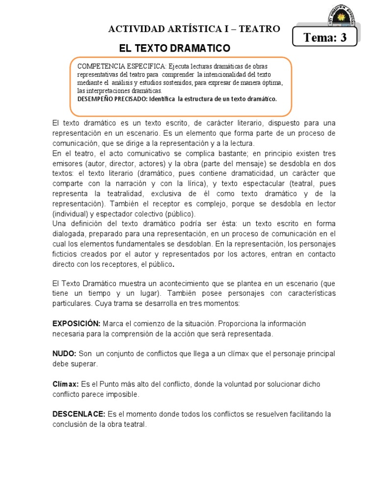 Tema 3 Texto Dramatico | PDF | Teatro | Comunicación