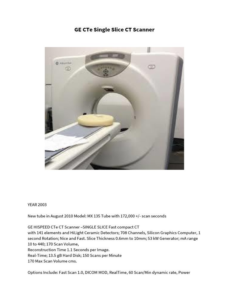 Ge Cte Single Slice CT Scanner | PDF