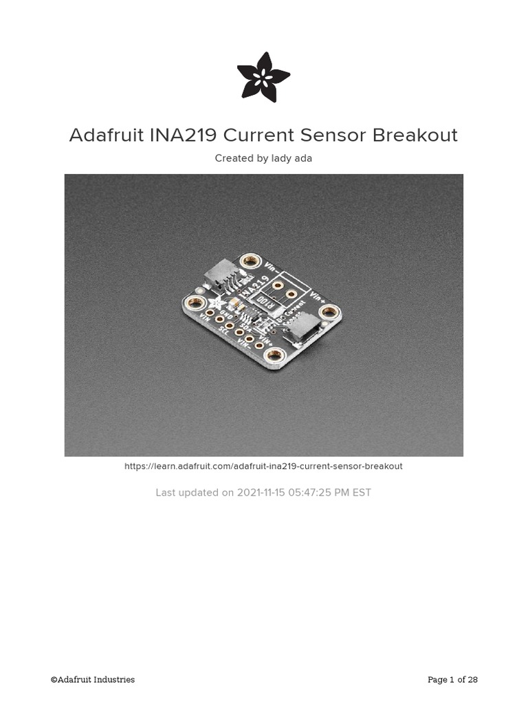 Adafruit INA219 Current Sensor Breakout: Created by Lady Ada | PDF | Resistor | Arduino