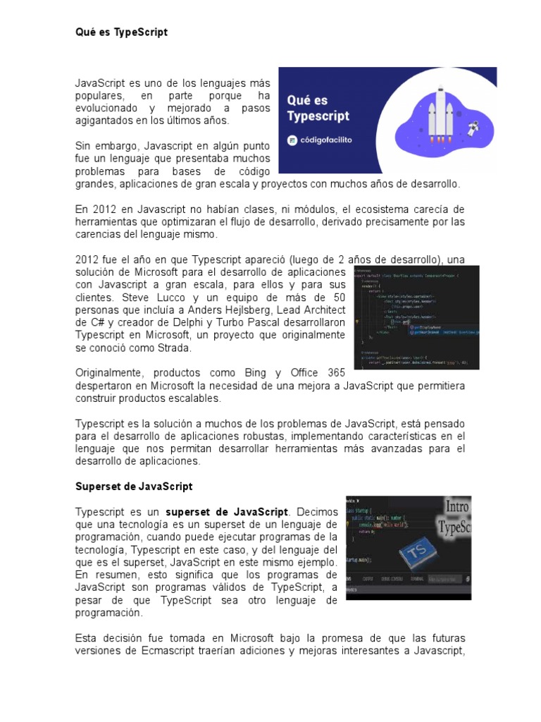 Qué Es TypeScript | PDF | Scala (lenguaje de programación) | Lenguaje ...