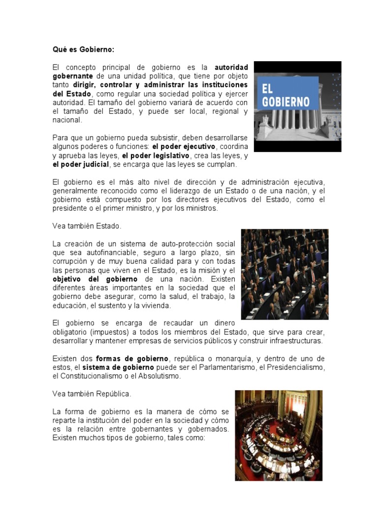 Comprensión fundamental del concepto de gobierno: sus funciones, formas ...