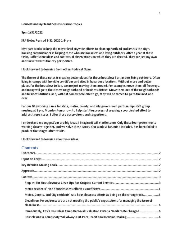 Portland Mayor's Office 1,000-Person Homeless Shelter Memo | Download ...