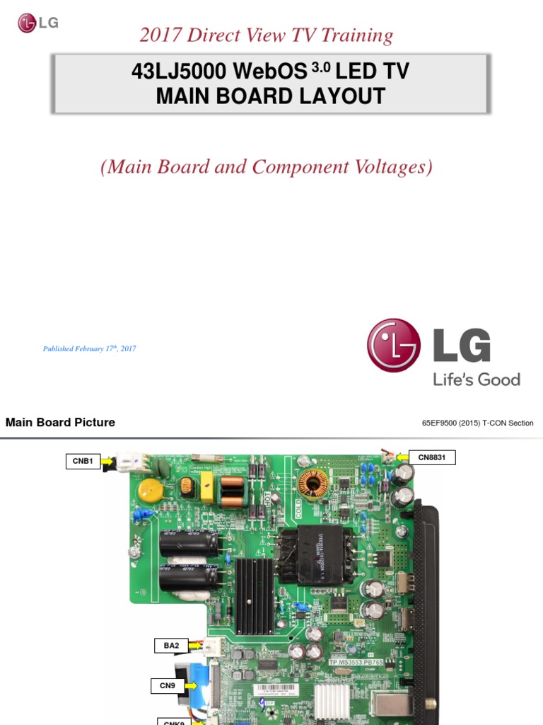 Main Board Layout and Component Voltages of a 2017 LG 43LJ5000 LED TV ...