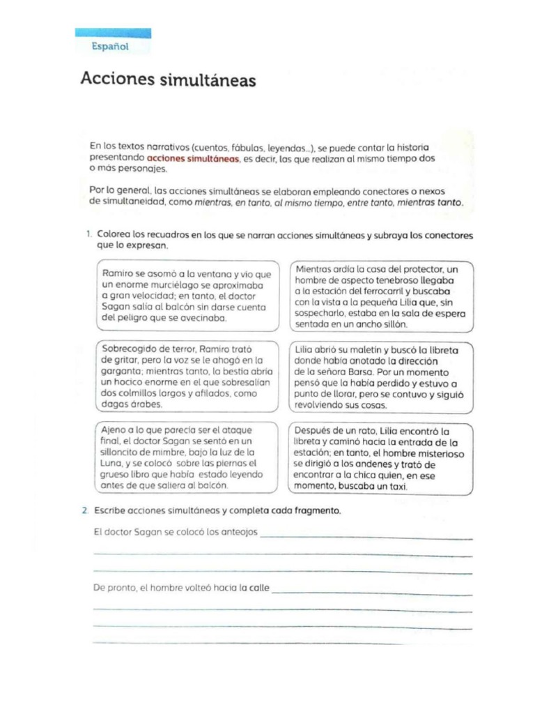 Acciones Simultáneas y Acciones Continuas | PDF