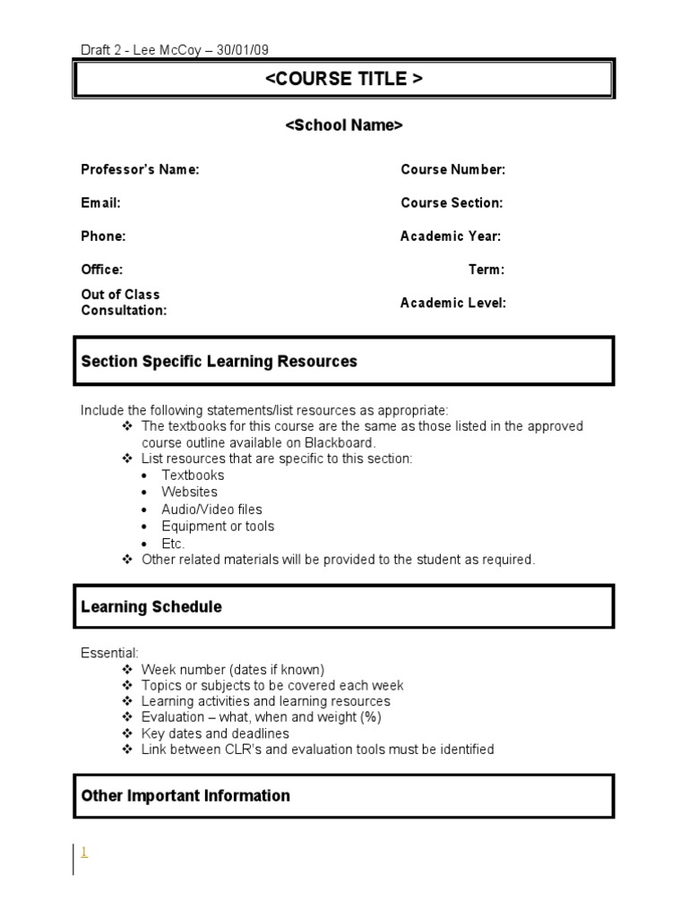 Course Outline Template | PDF