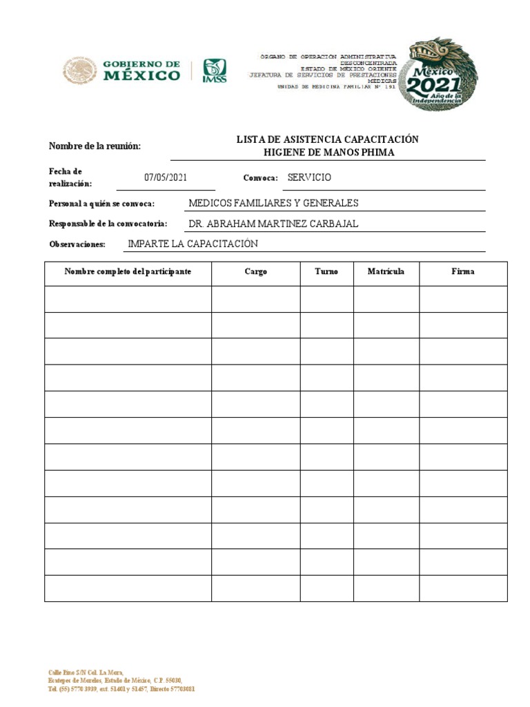 Lista de Asistencia Phima | PDF