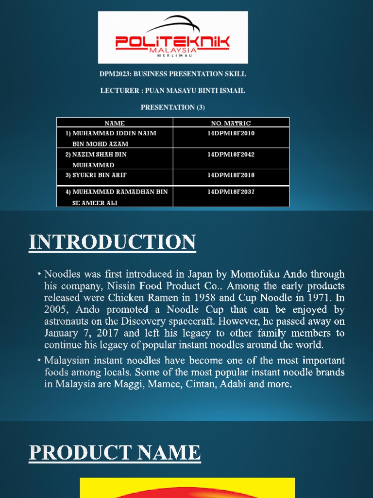 Dpm2023: Business Presentation Skill Lecturer: Puan Masayu Binti Ismail ...