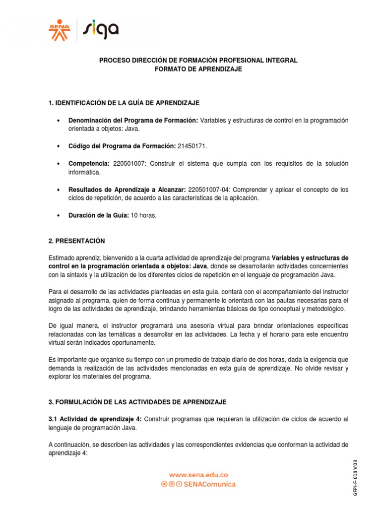 Guia de Aprendizaje 4 | PDF | Lenguaje de programación | Java (lenguaje ...