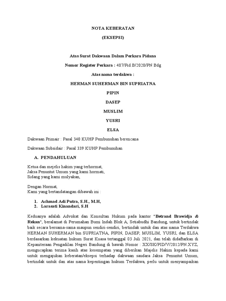 Nota Keberatan | PDF | Ilmu Sosial