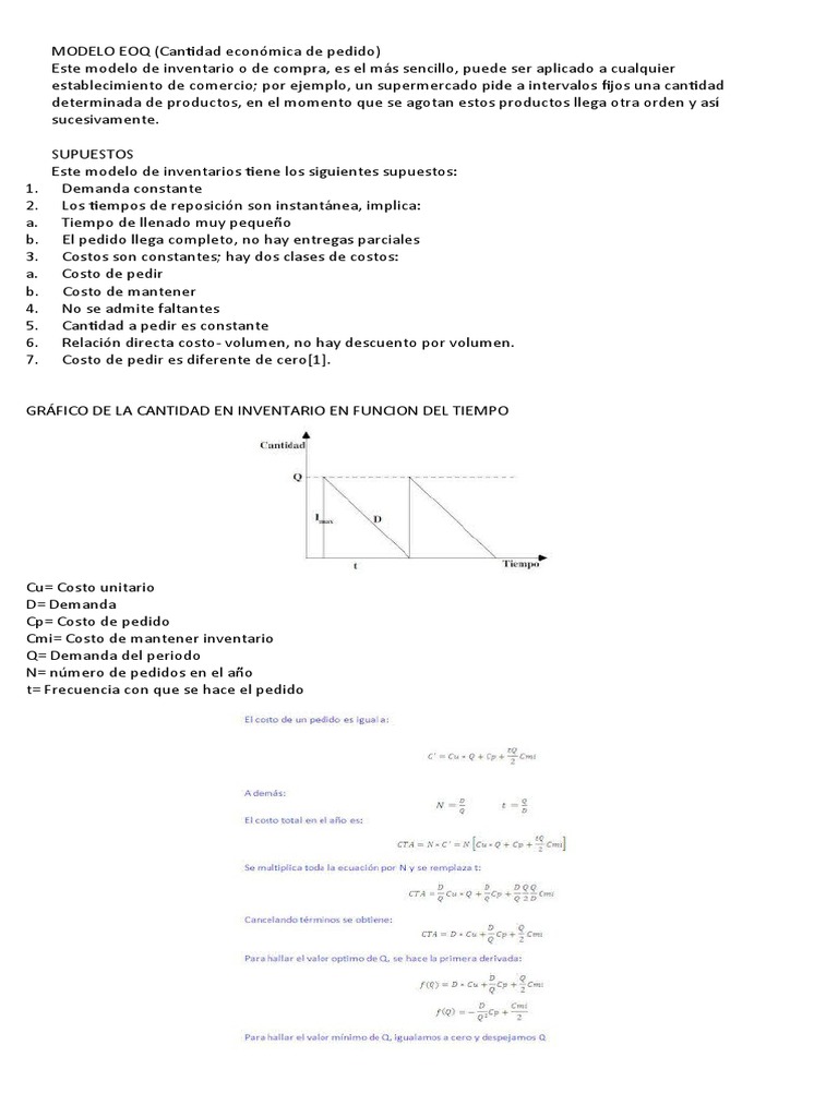Modelo EOQ: Ejercicios resueltos | PDF | Inventario | Comercio