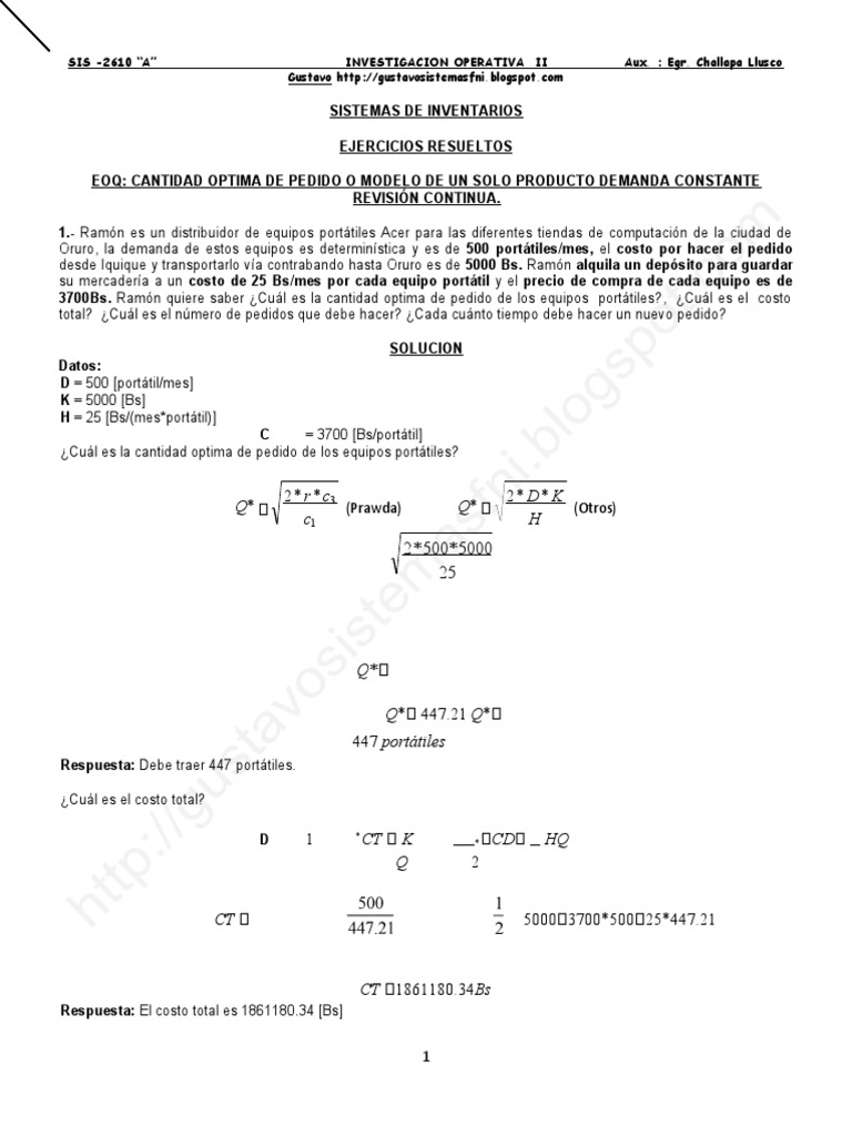 Sistema de Inventarios Ejercicios Resueltos Compress | PDF | Inventario ...