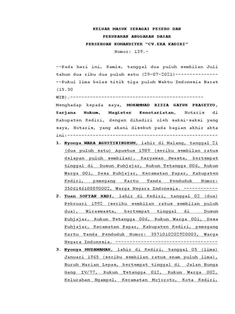 Perubahan CV Era Kadiri | PDF