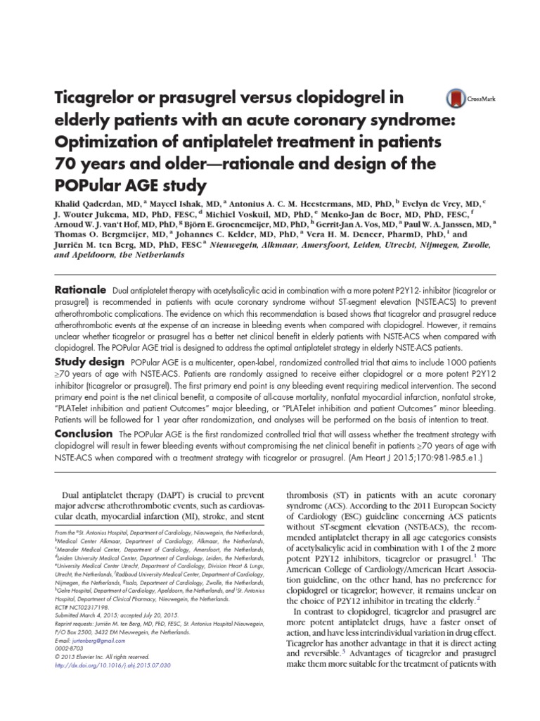 Clopi Vs Tica Prasu Mayor 70 Anos | PDF | Myocardial Infarction ...