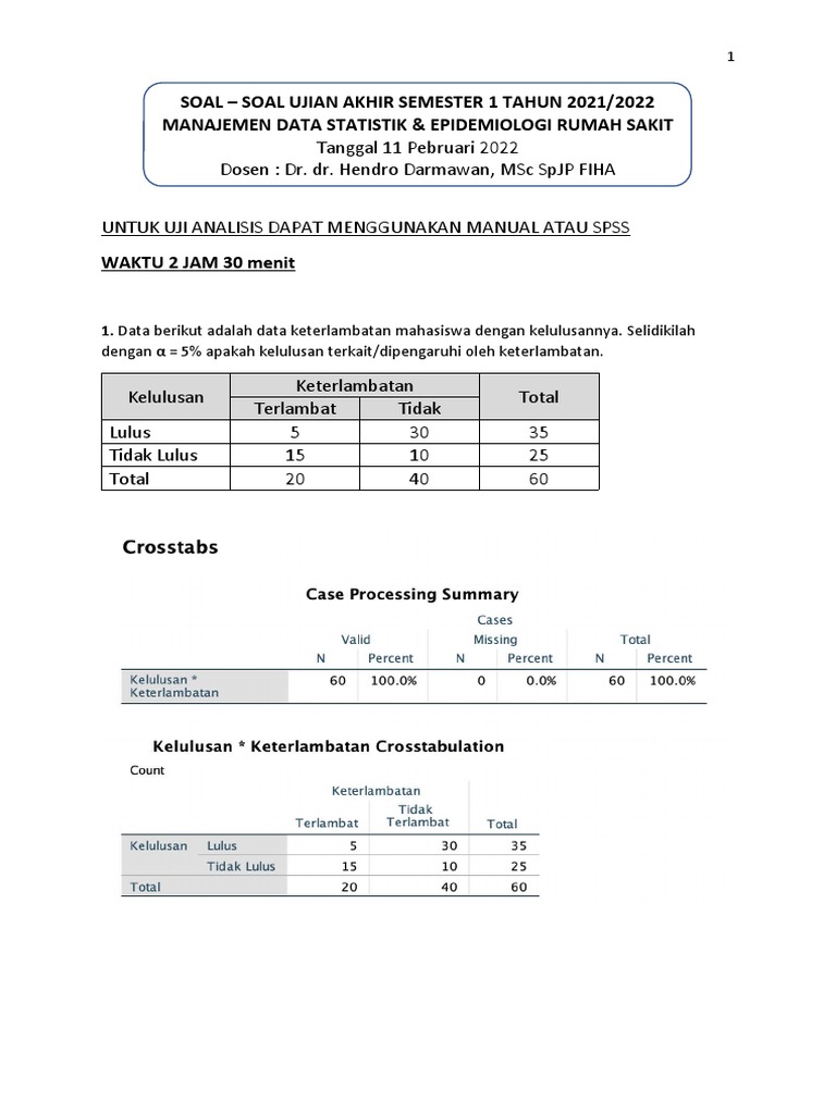 Uas Statistik Dr. Aulia Febriana R - 216080143 | PDF